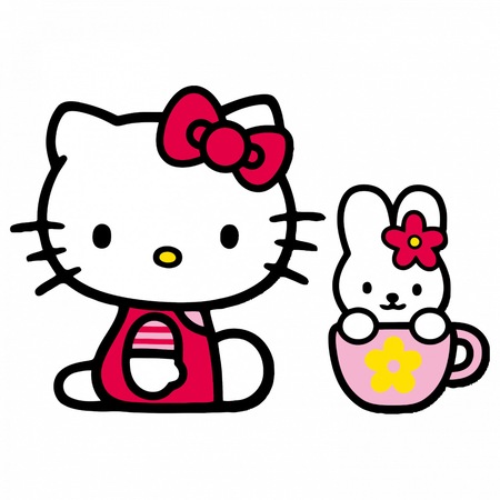 Set 4 bucati, Sticker decorativ, Hello Kitty si Cathy Bunny, Rezistent ...