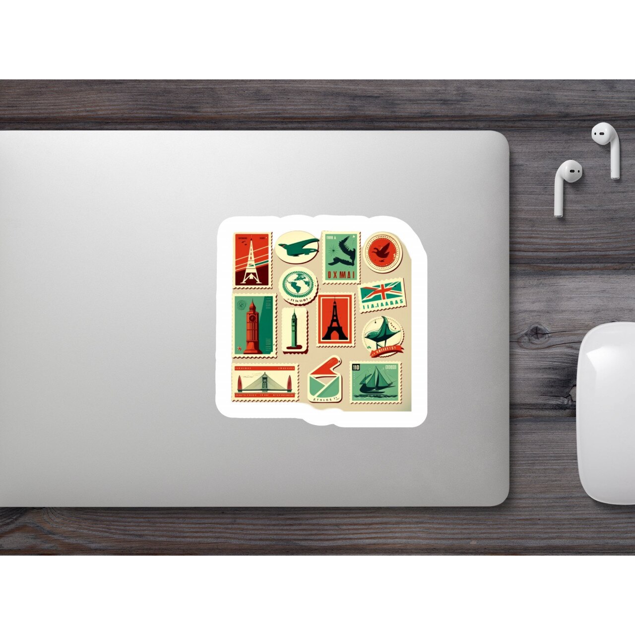 Set 5 bucati, Sticker decorativ, Magneti de frigider cu timbre ...