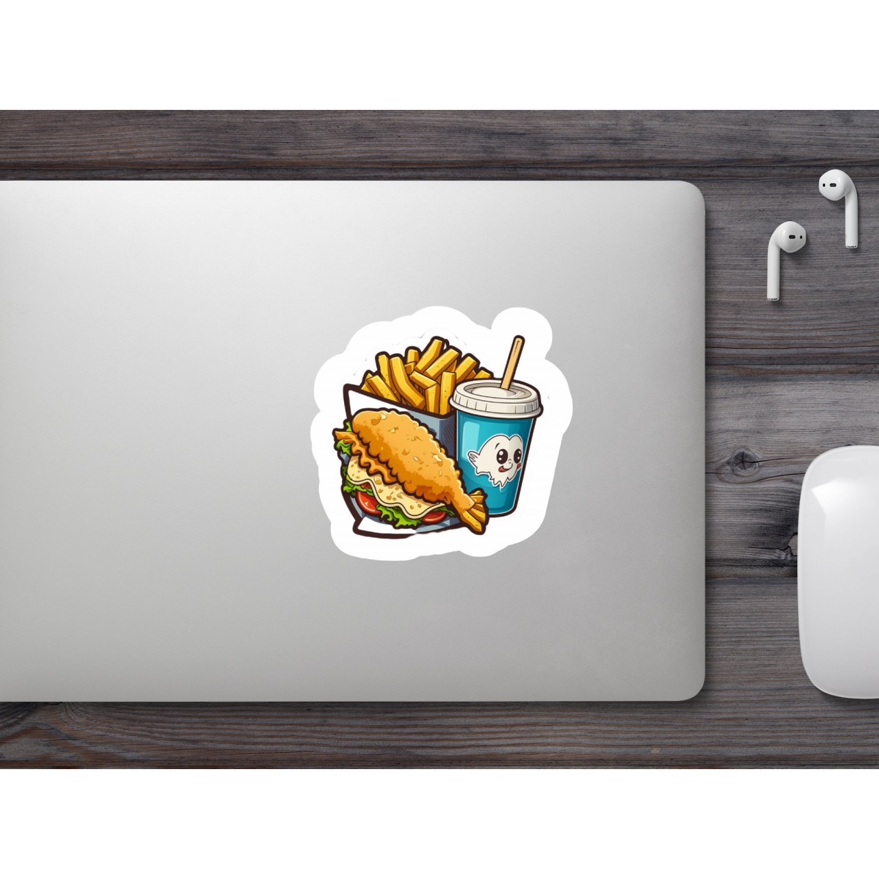 Set 5 bucati, Sticker decorativ, Meniu cu peste si cartofi prajiti ...