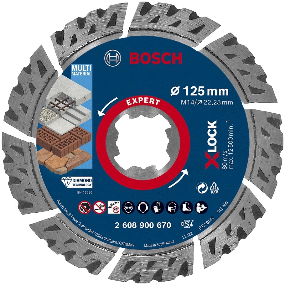 Disc de taiere diamantat Bosch Expert MultiMaterial 2608900670, 125x2 ...