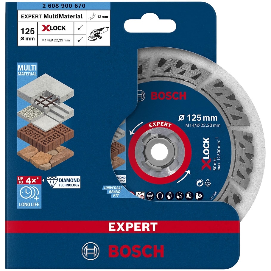 Disc de taiere diamantat Bosch Expert MultiMaterial 2608900670, 125x2 ...