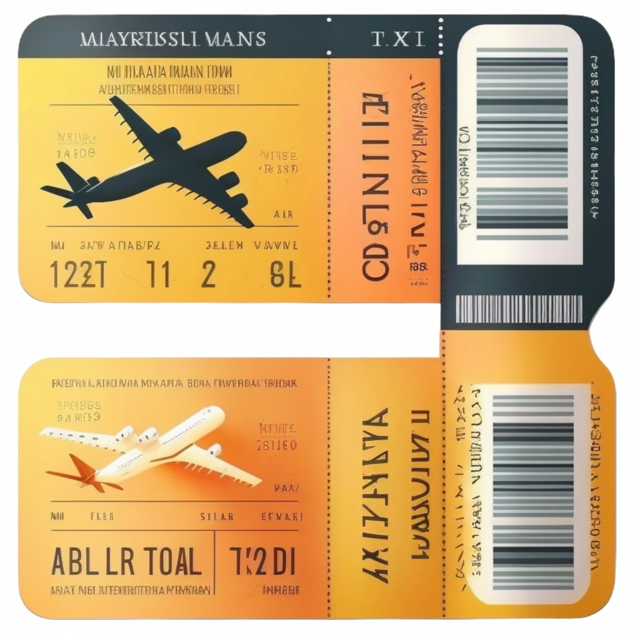 Set 4 bucati, Sticker decorativ, Bilete de avion, Rezistent la apa ...