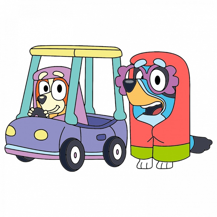 Set 4 bucati, Sticker decorativ, Bluey Grannies in masina, Rezistent la ...