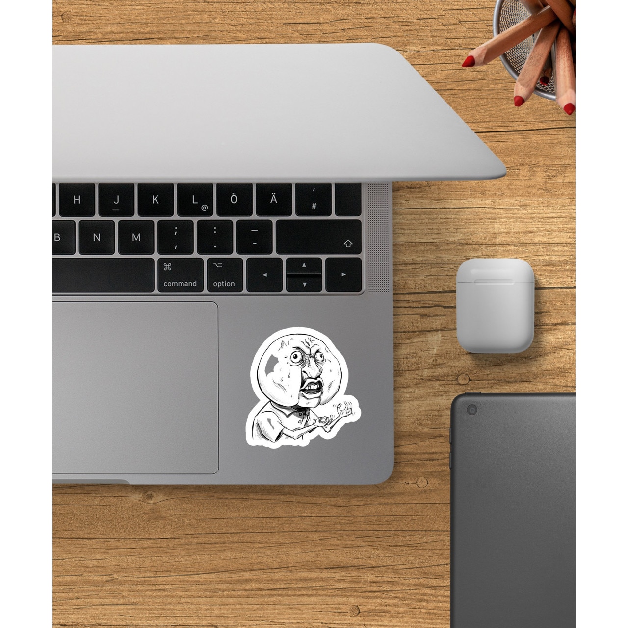 Set 5 bucati, Sticker decorativ, Y U NO Fata de Troll Meme, Rezistent ...