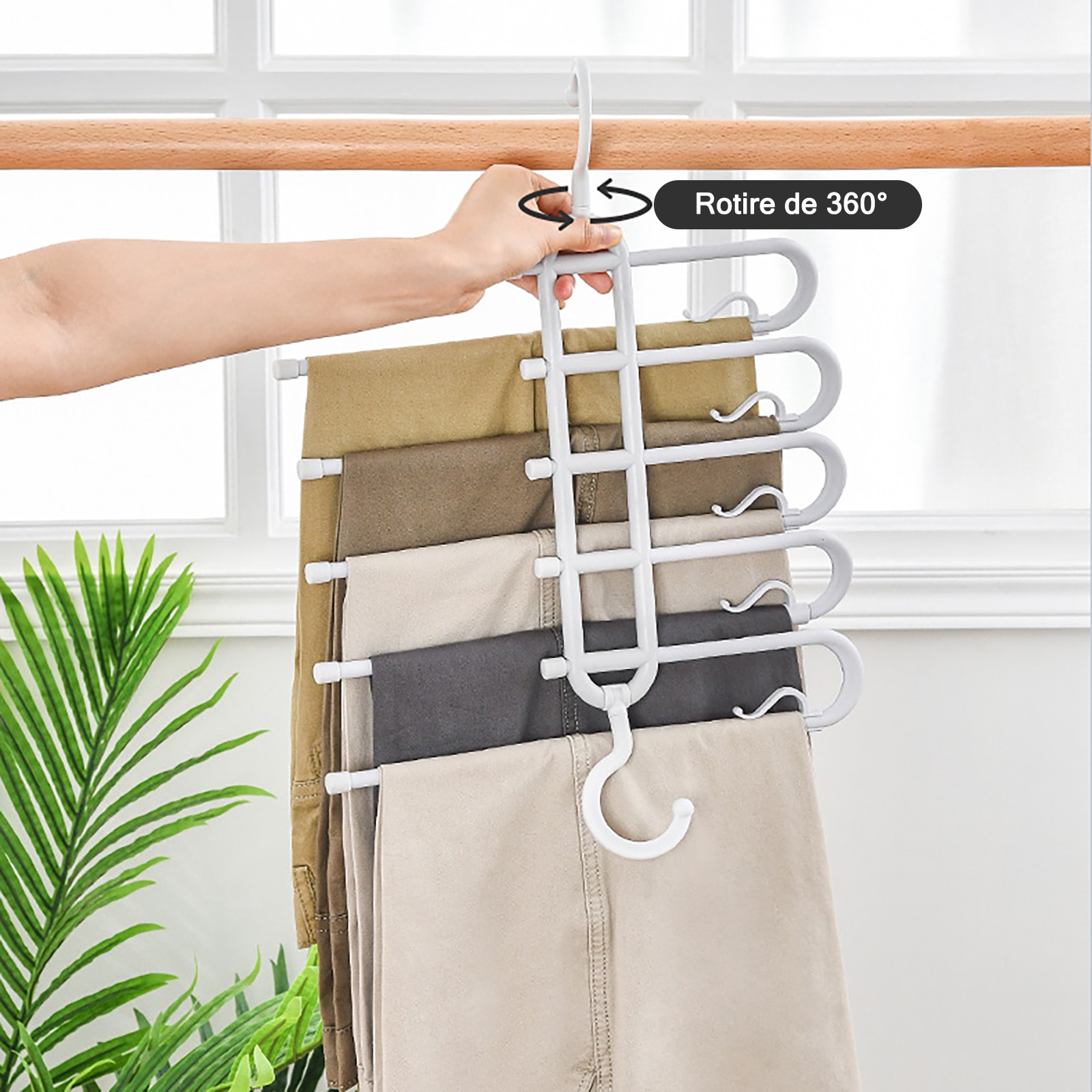 Комплект 2 закачалки за панталон, ПОМАМЗ, PVC/Поликарбонат, Сгъваеми ...