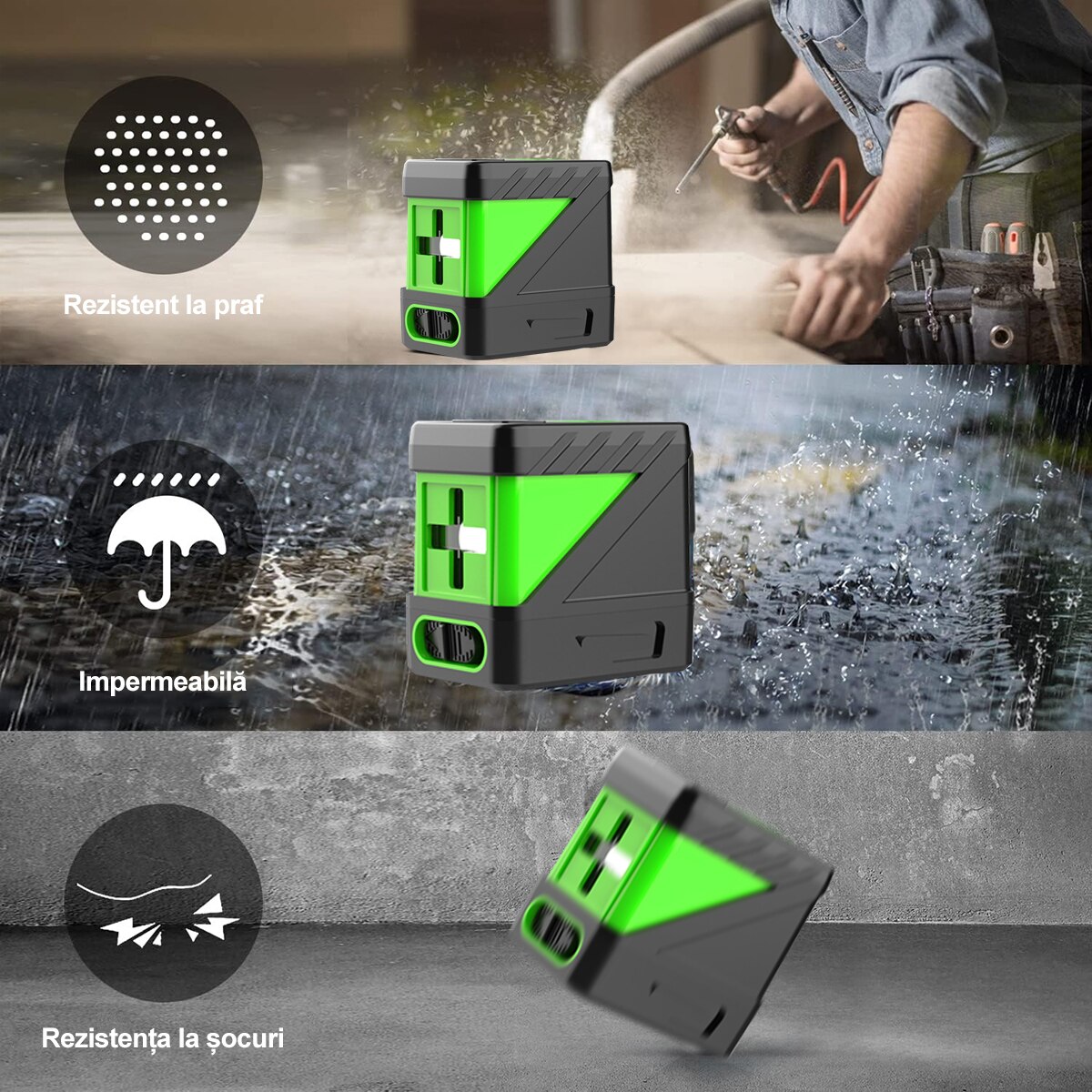 Nivela laser verde, Xinxu, fascicol laser cruce, ± 0.2 mm precizie, ± 4 ...