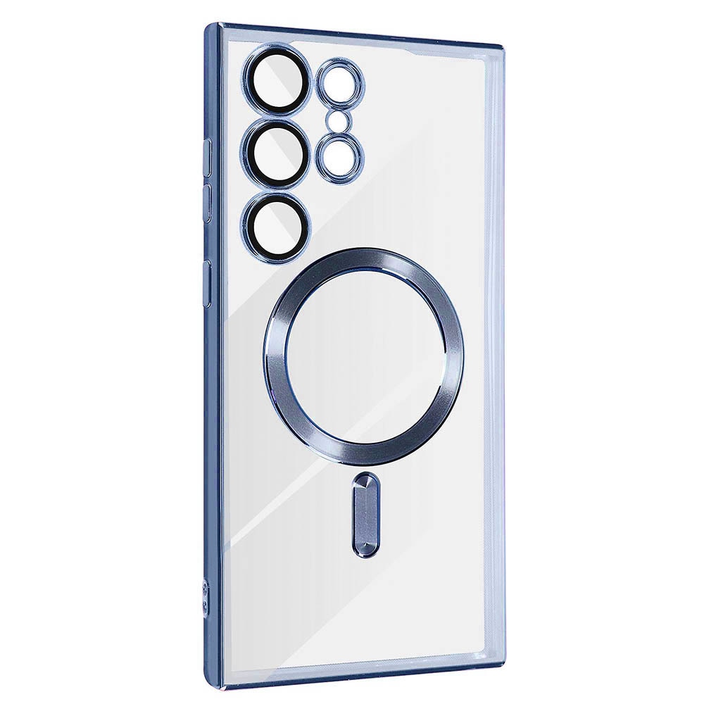 Husa tip MagSafe compatibila cu Samsung Galaxy S22 Ultra, Snap-On Electroplate, Protectie camere ...