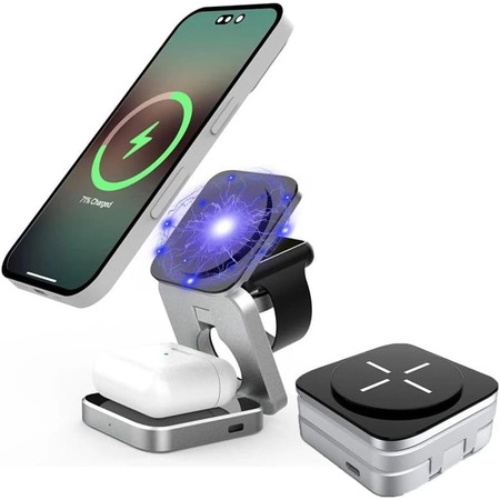 Incarcator Wireless Pliabil 3 in 1, FastCharge 15W, Magsafe pentru ...