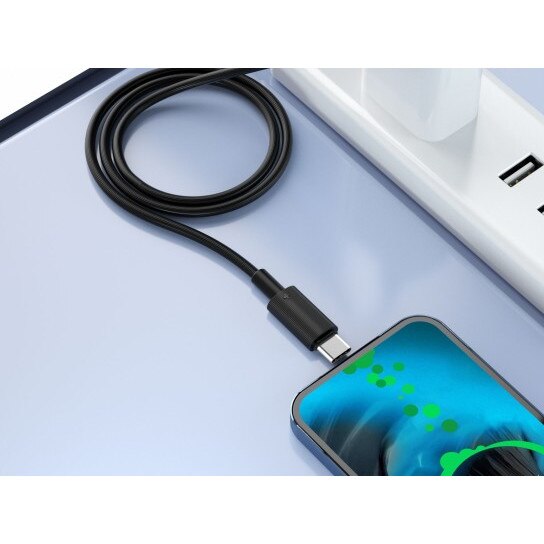 Кабел за зареждане трансфер на данни Usb Type C към Type C 1 5 M черен