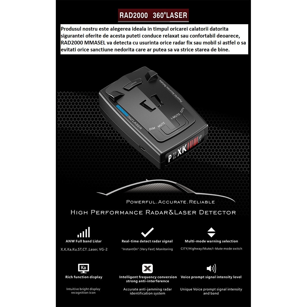 MMASEL радар детектор, RAD 2000 PRO, XK KA лентово откриване, откриване ...