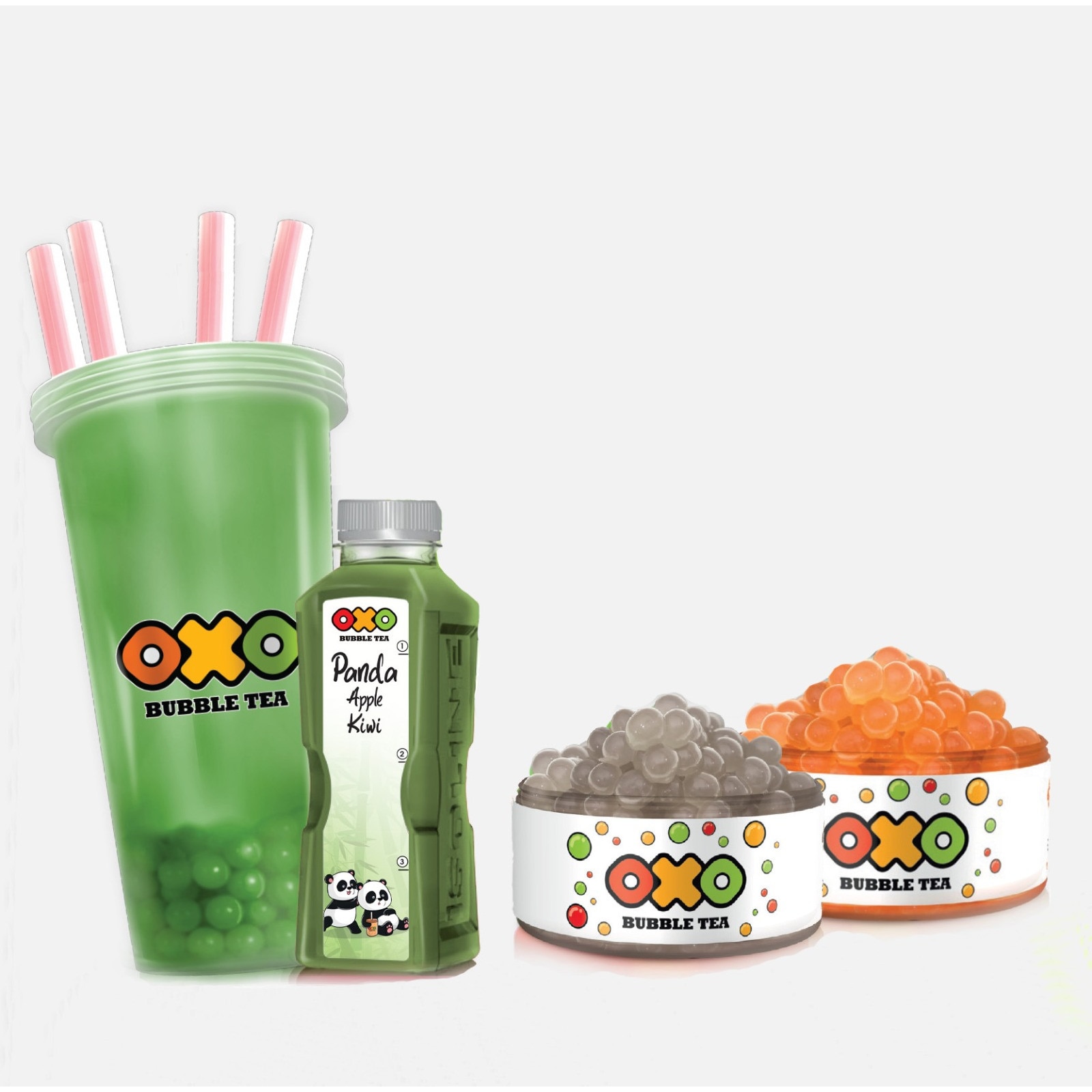 Ceai, Bubble Tea Oxo, Panda, home kit, 4 portii pentru acasa, perle si ...