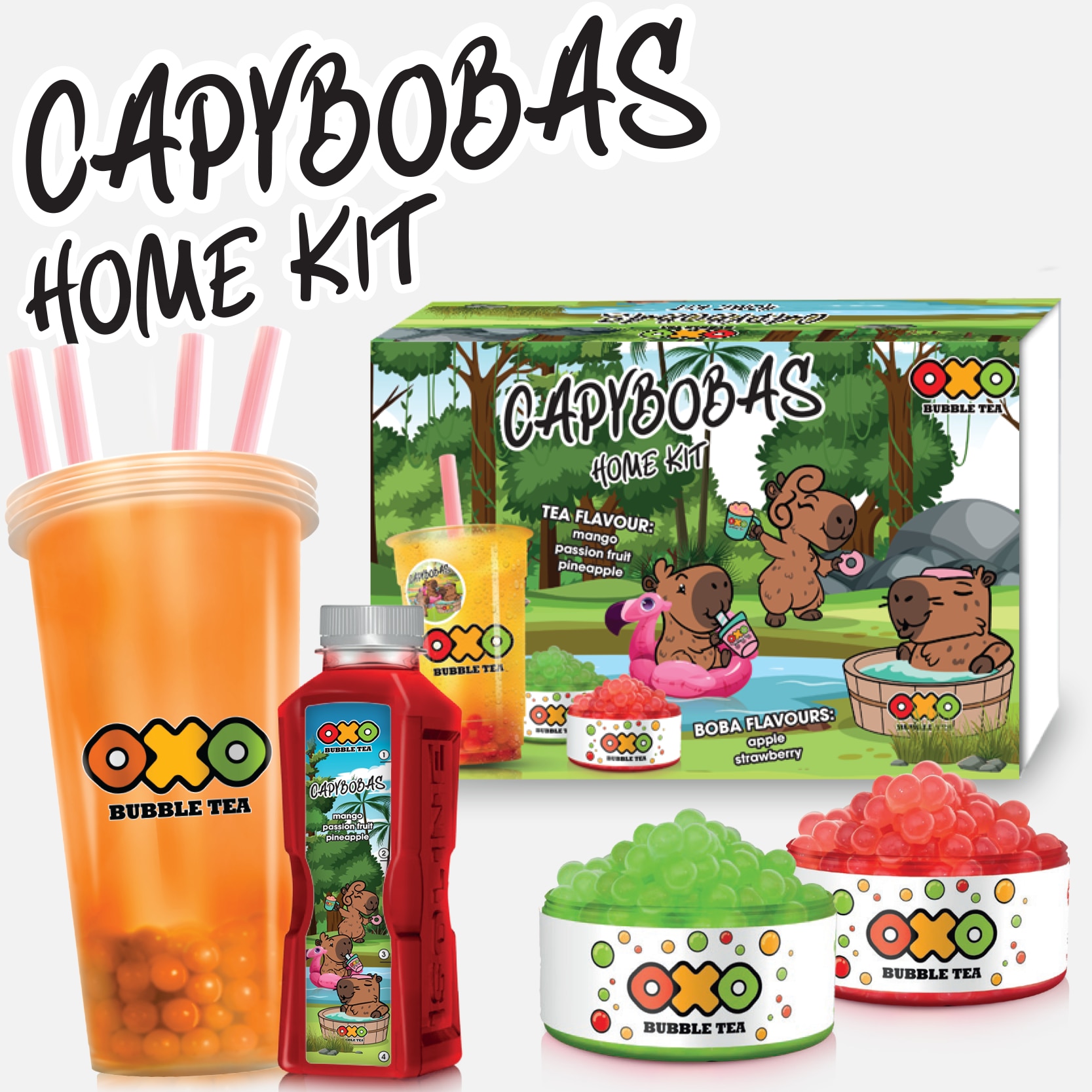 Ceai, Bubble Tea Oxo, Capy Bobas, home kit, 4 portii pentru acasa ...