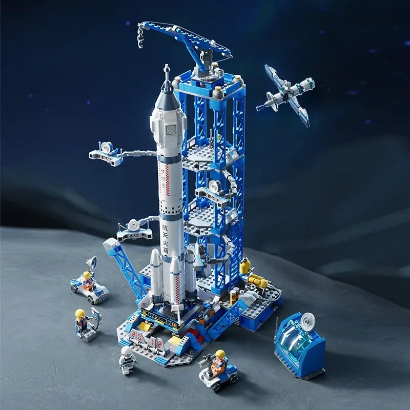 Set constructie nava spatiala pentru copii, 458 piese de constructie asamblate, joc de puzzle ...