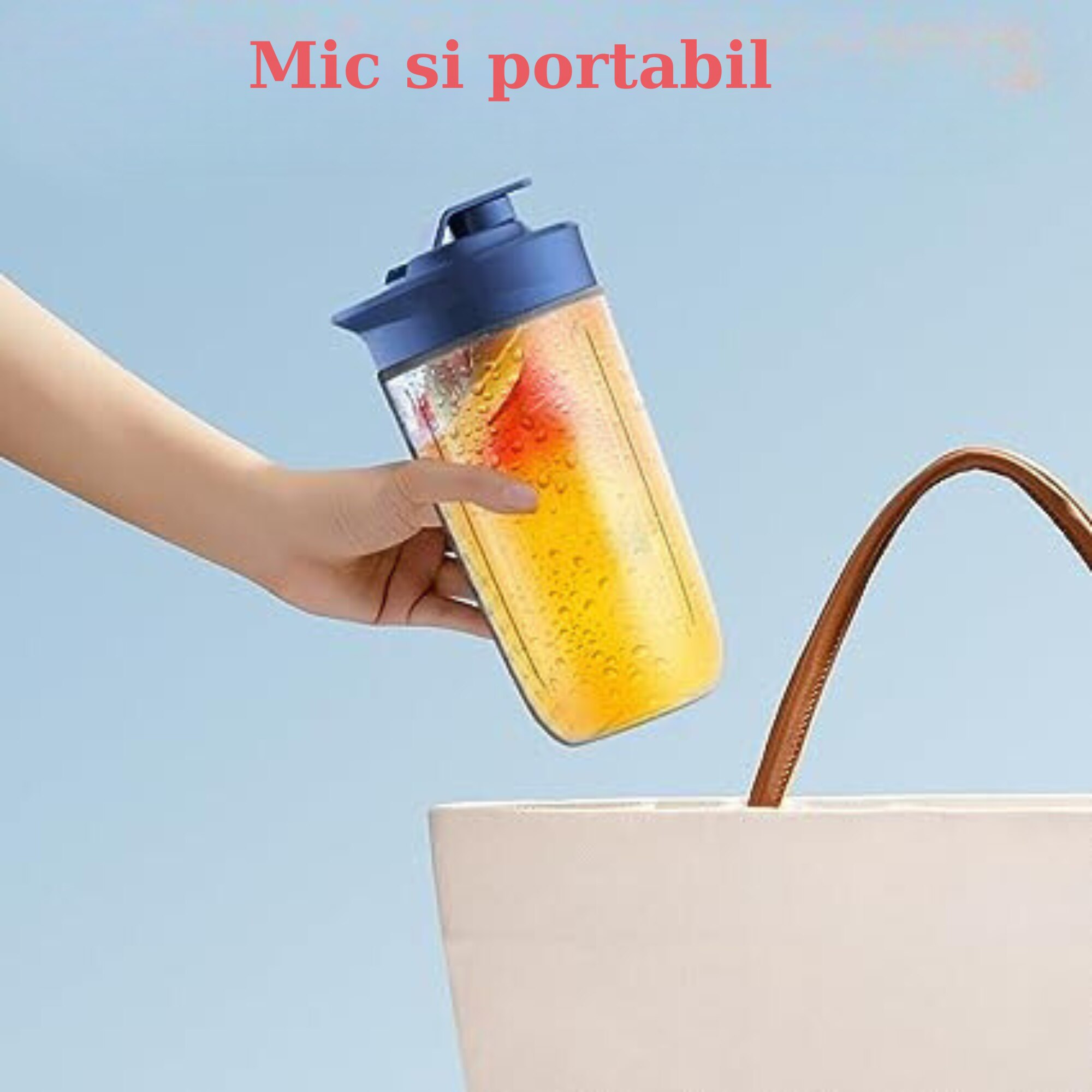 Mini Blender Portabil, Electric, Incarcare USB, 6 Lame Din Inox 3D, Ideal pentru sucuri de ...