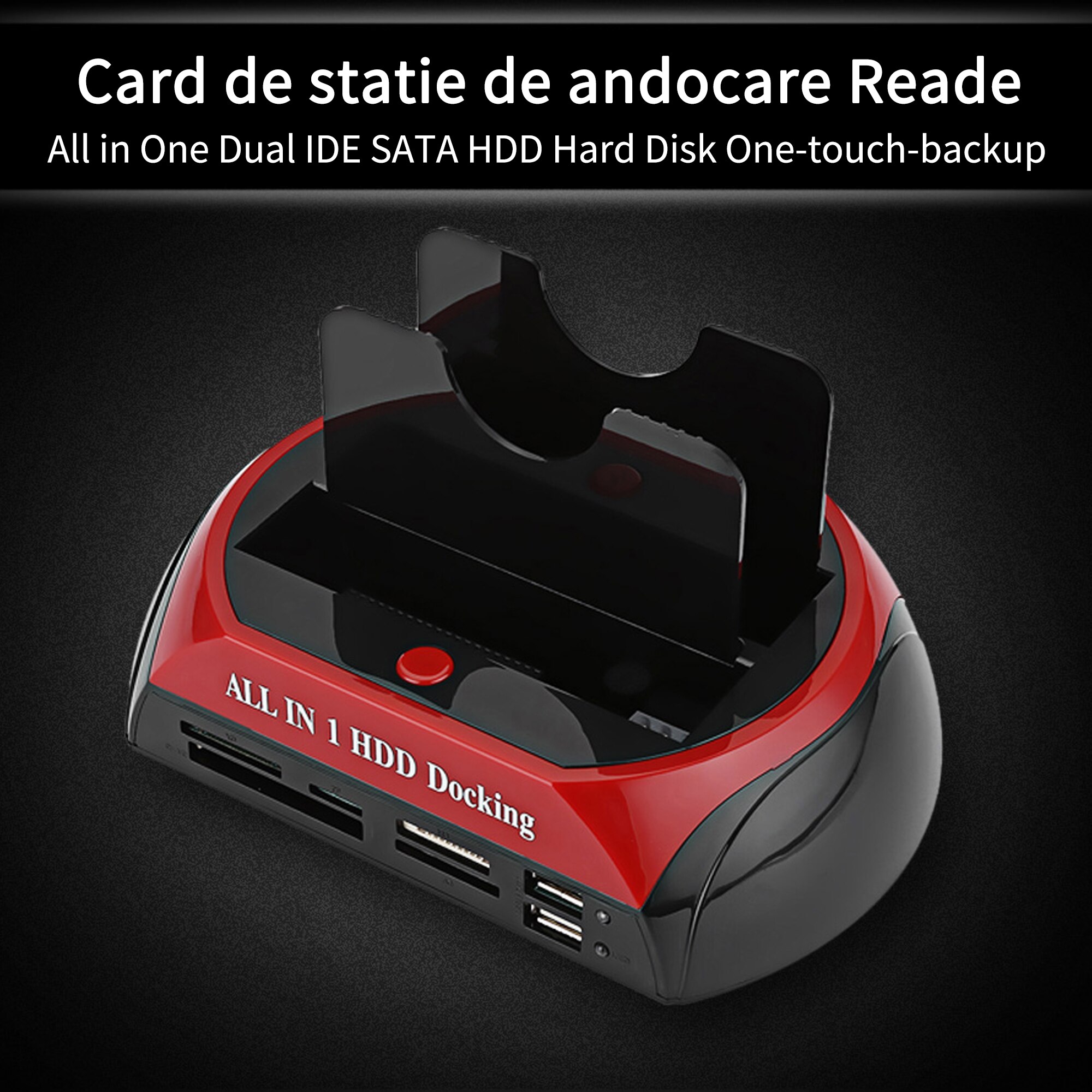 Statie andocare hard disk, Bolongking, USB, Negru/Rosu - eMAG.ro