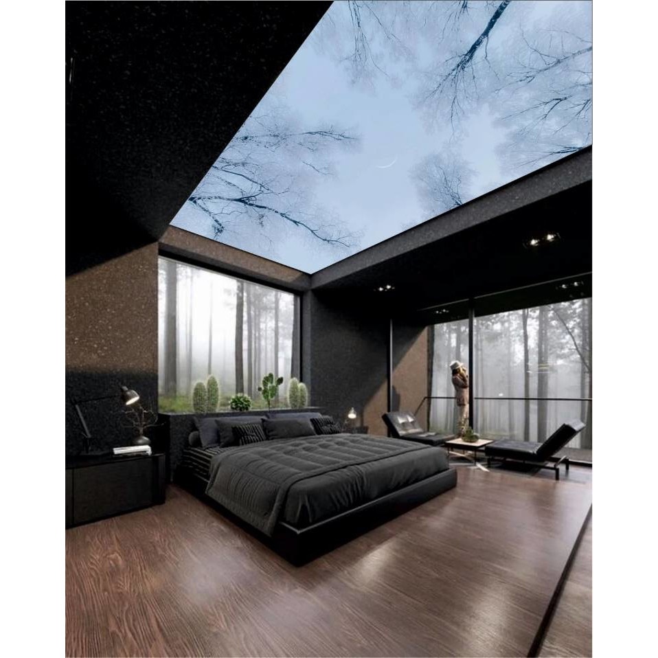 Tapet Autoadeziv PVC, Autocolant, Peisaj copaci cu zapada iarna ...