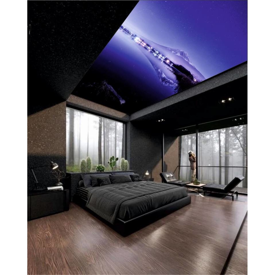 Öntapadó PVC tapéta, Öntapadó, Lila éjszakai hegyi táj, 100x150 cm ...