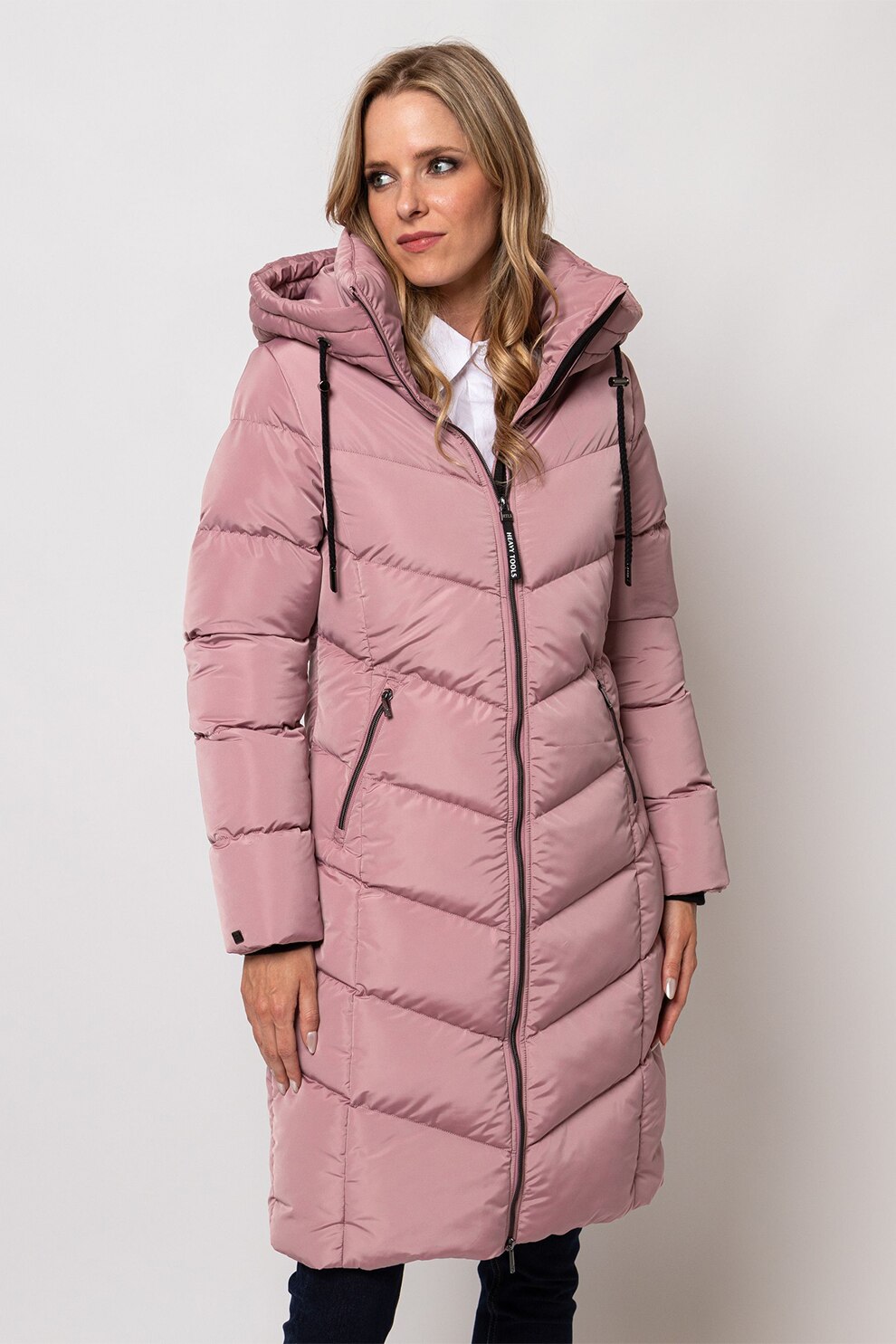 Heavy Tools, Geaca lunga cu vatelina,gluga si aspect matlasat Nafta ...