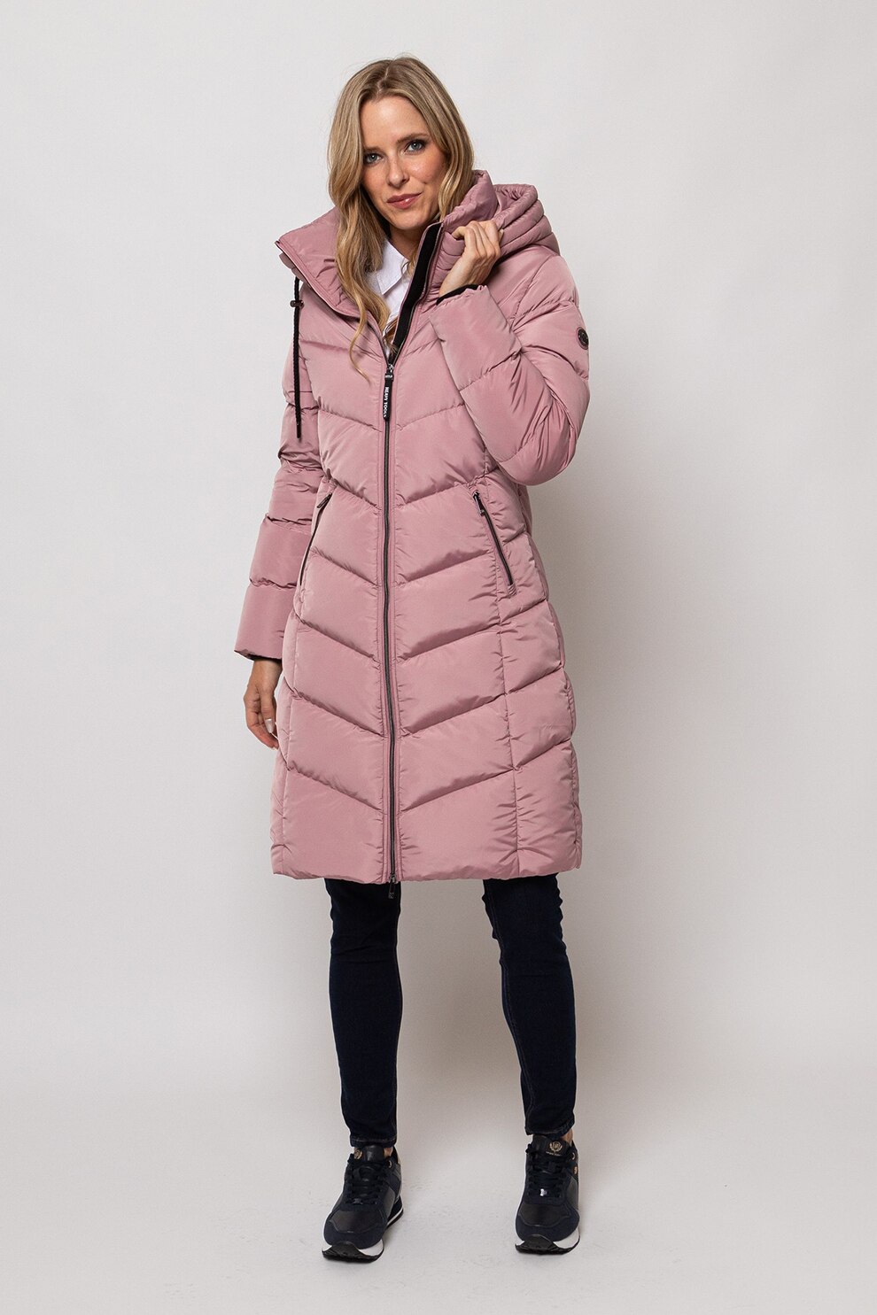 Heavy Tools, Geaca lunga cu vatelina,gluga si aspect matlasat Nafta ...