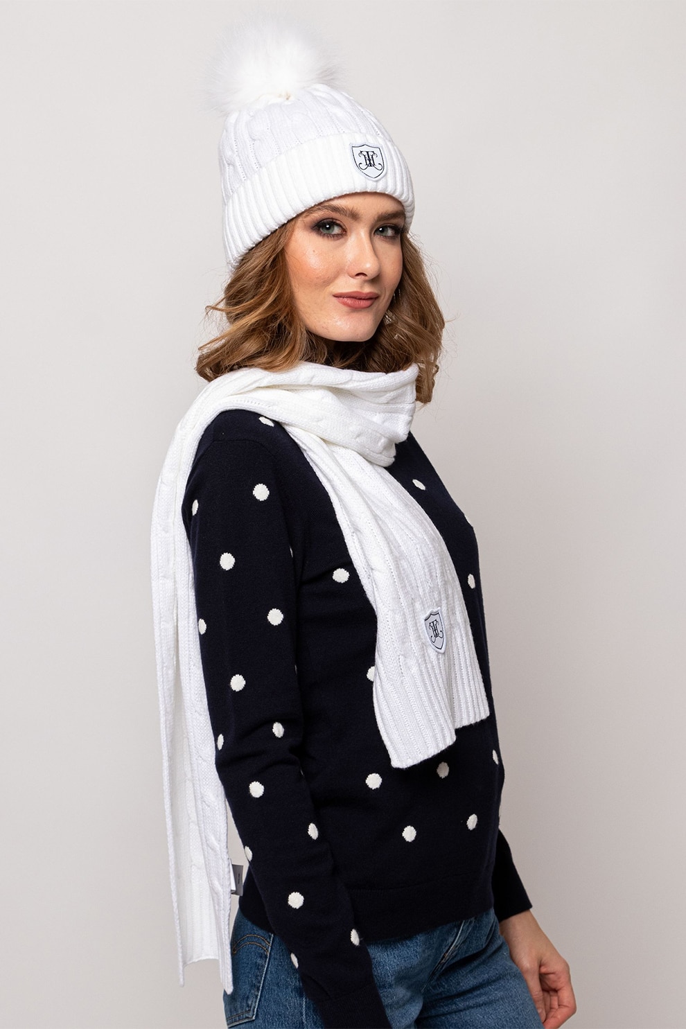 Heavy Tools, Fular cu model torsade Polly 23, Alb - eMAG.ro