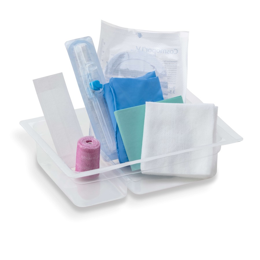 Trusa perfuzie completa : camp steril, manusi examinare, plasture I.V ...