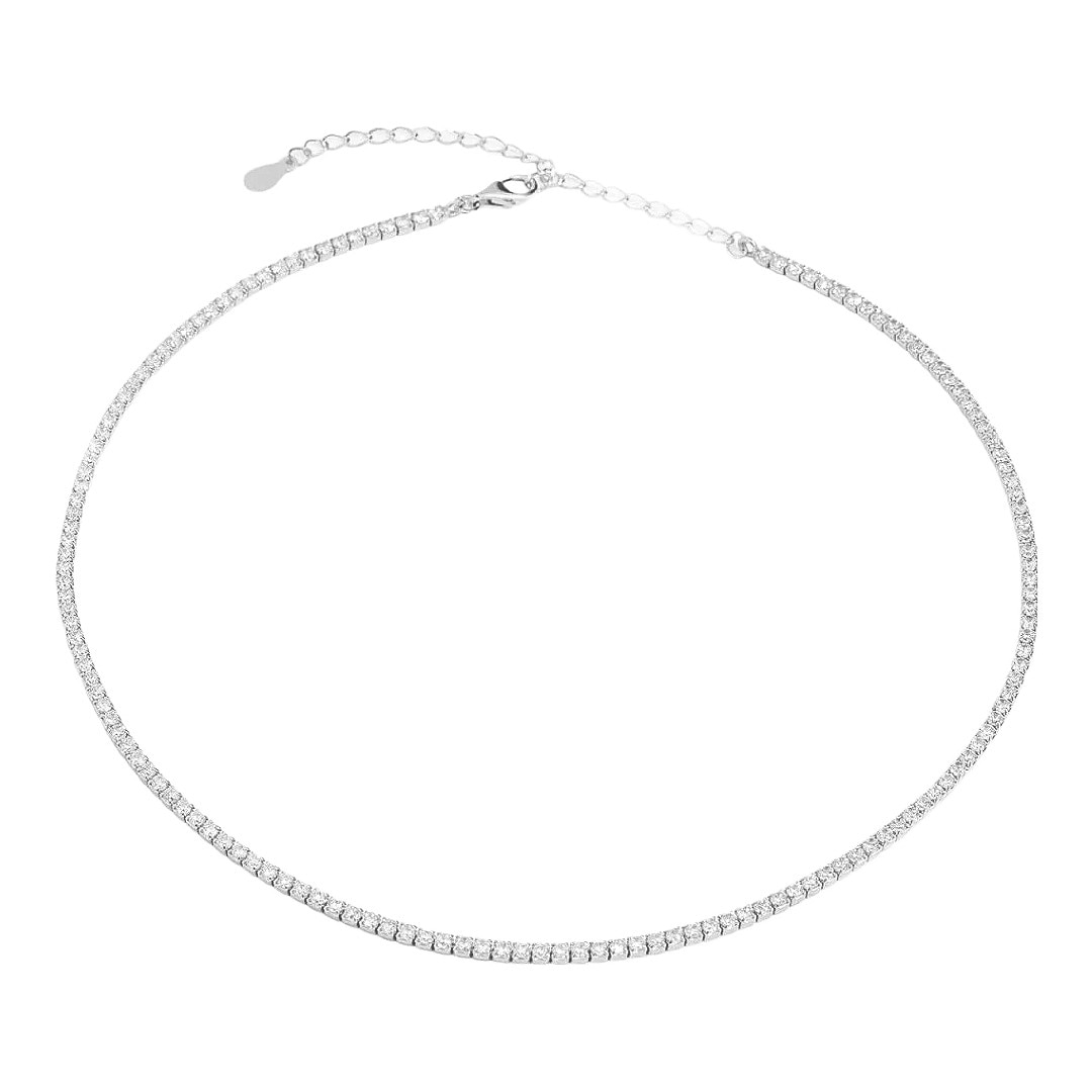 Colier tennis din argint, cu pietre din zirconiu 2mm, Bella - eMAG.ro