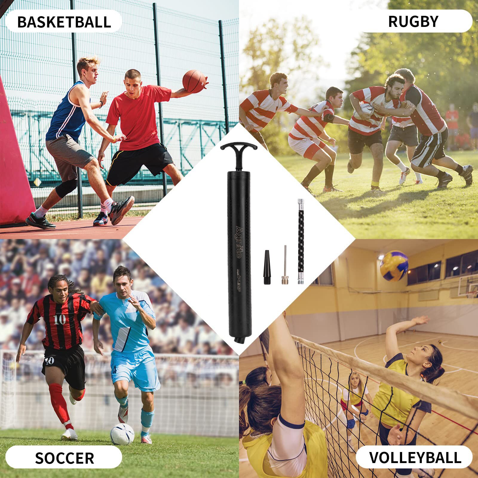 Pompa cu ac, duza si furtun de prelungire pentru mingi, Aliaj de ...