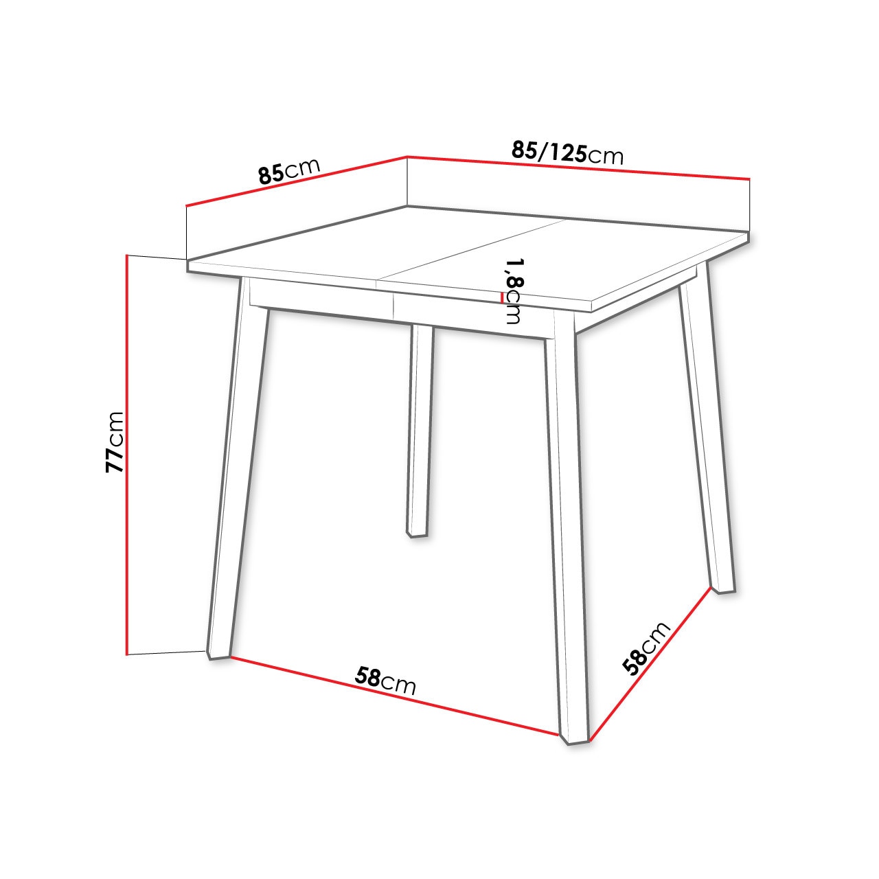 Masa extensibila Renkiz S, MIRJAN 24, 85x85x77 cm, gri marmura / negru ...