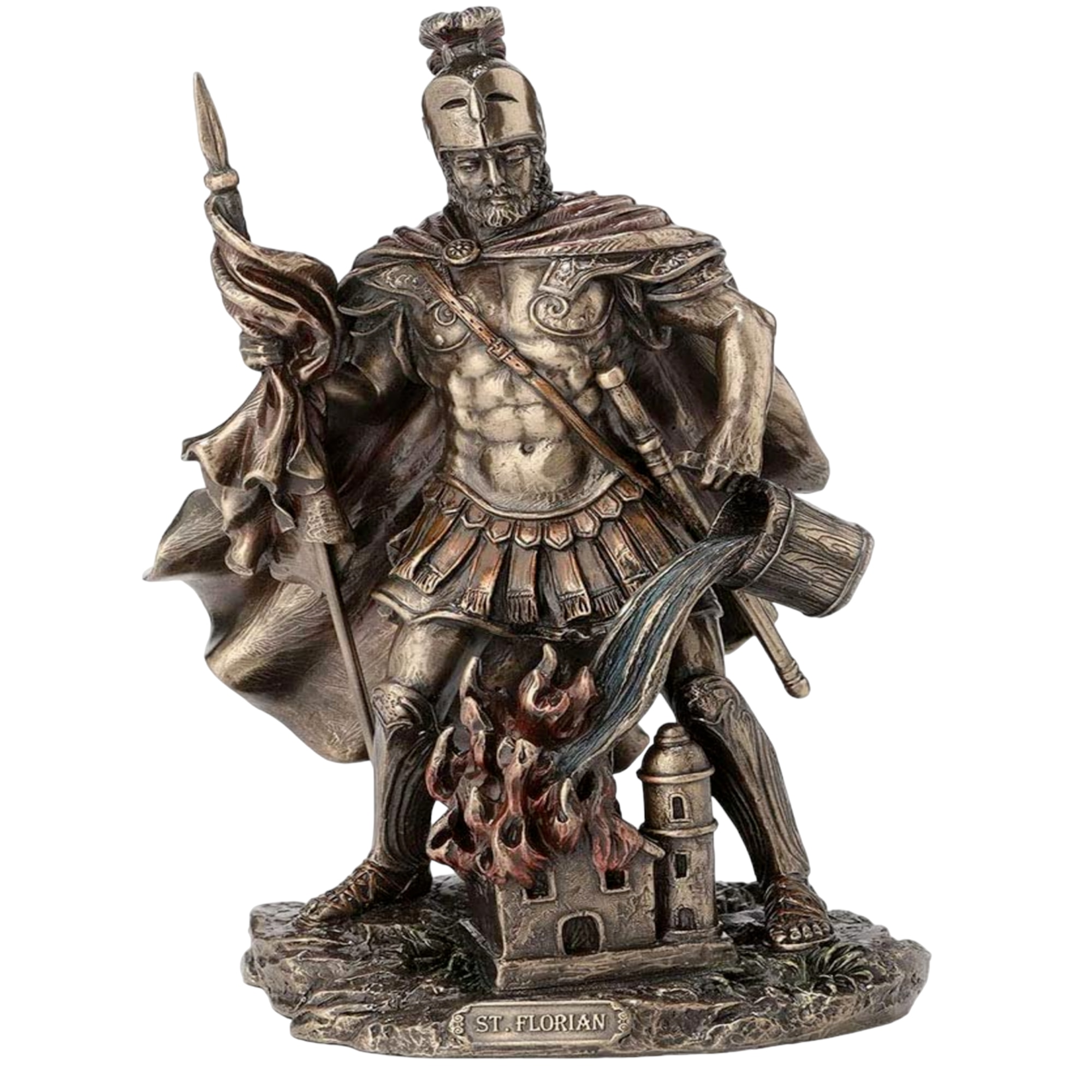 Figurina, Sfantul Florian Patronul Pompierilor, Rasina Acoperita cu Bronz, 23 cm, WU77624A4 ...