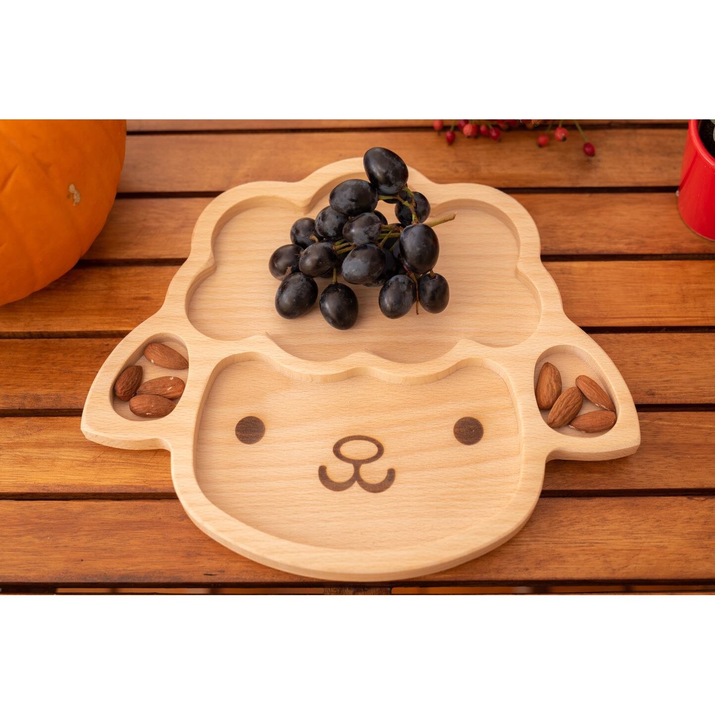 Platou din lemn pentru copii, forma Miel, Fag natur - eMAG.ro