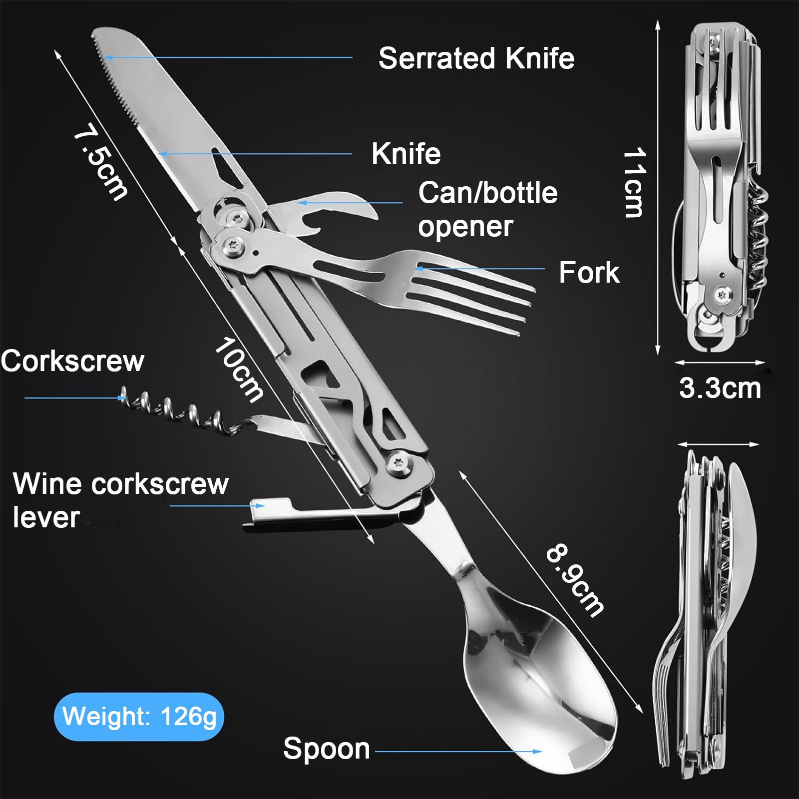 Briceag multifunctional, NUODWELL, Fabricat din otel inoxidabil, vine ...