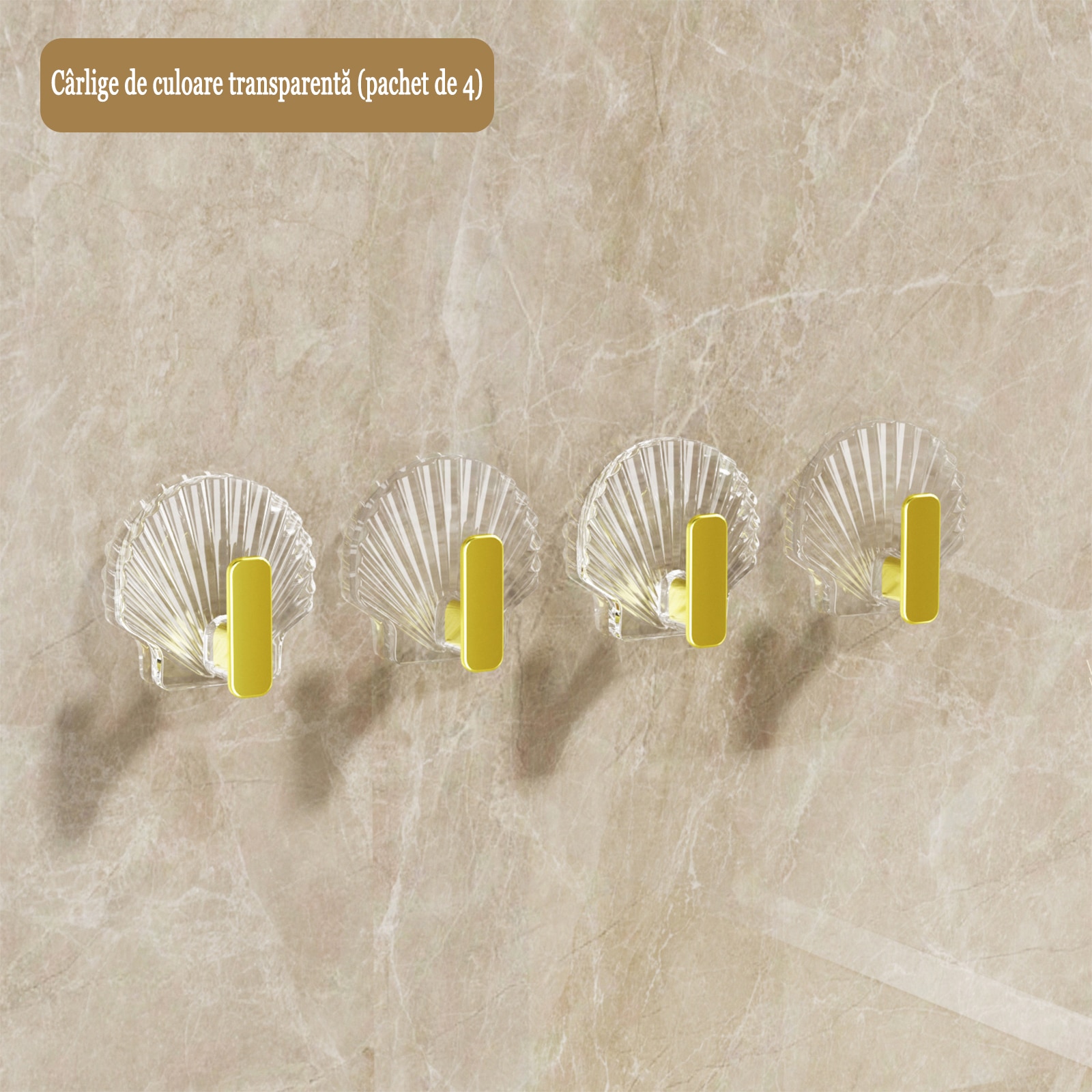 Set 4 carlige adezive pentru perete, Pomamz, Acrilic, Alb - eMAG.ro