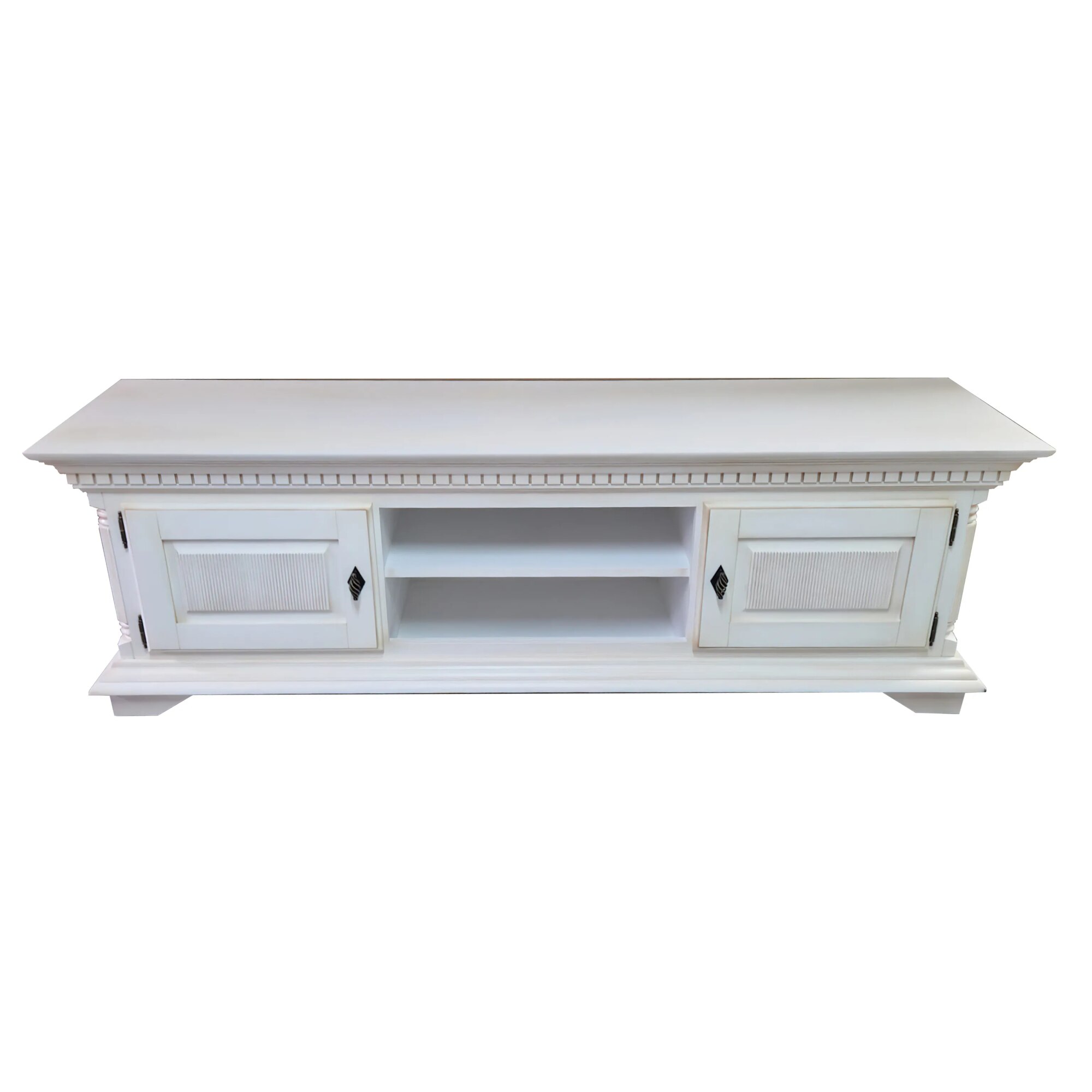 Comoda TV Prestige lemn masiv, alb patinat, 130x45x51cm - eMAG.ro
