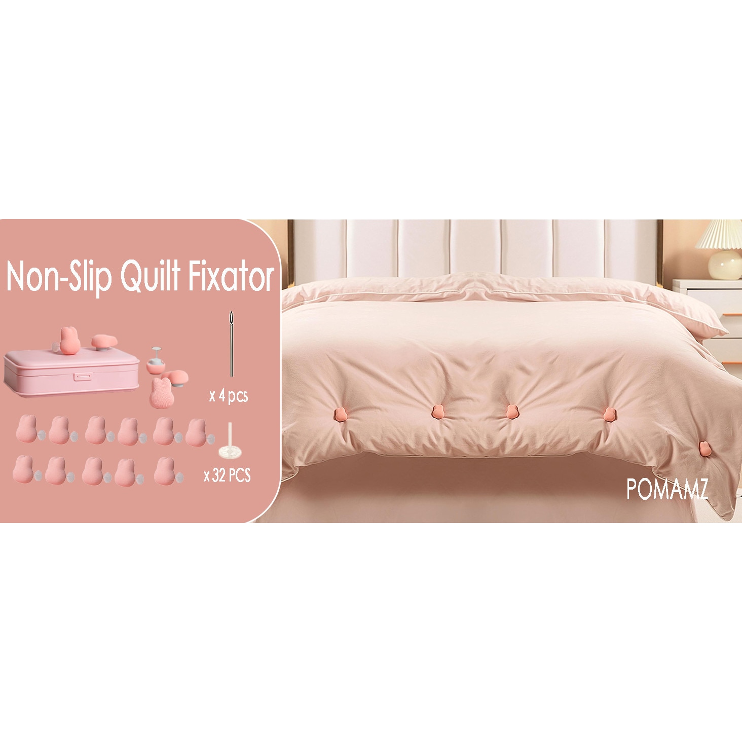 Set de cleme pentru plapuma, POMAMZ, set de 16, pentru fixare, Cu cutie ...