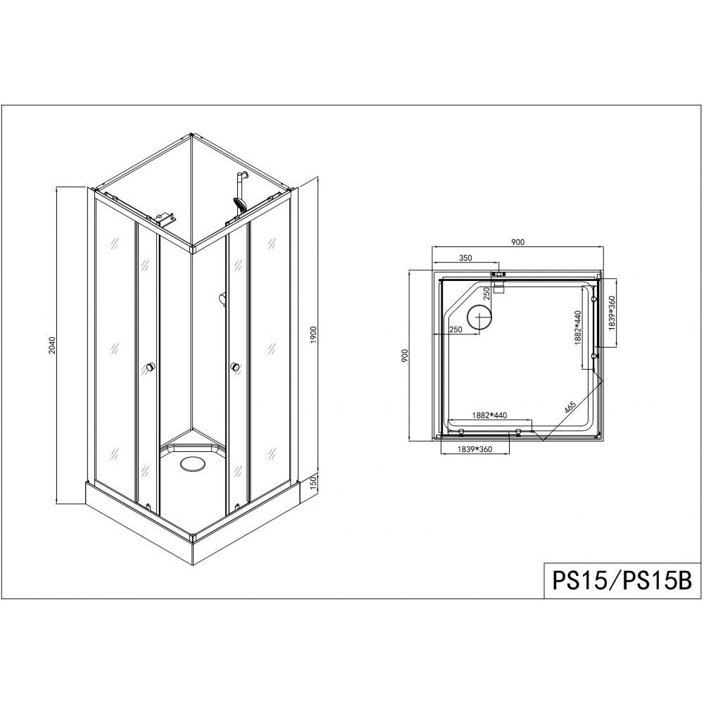 Cabina de dus completa, simpla, fara plafon, UNI 2 90x90x205cm - eMAG.ro