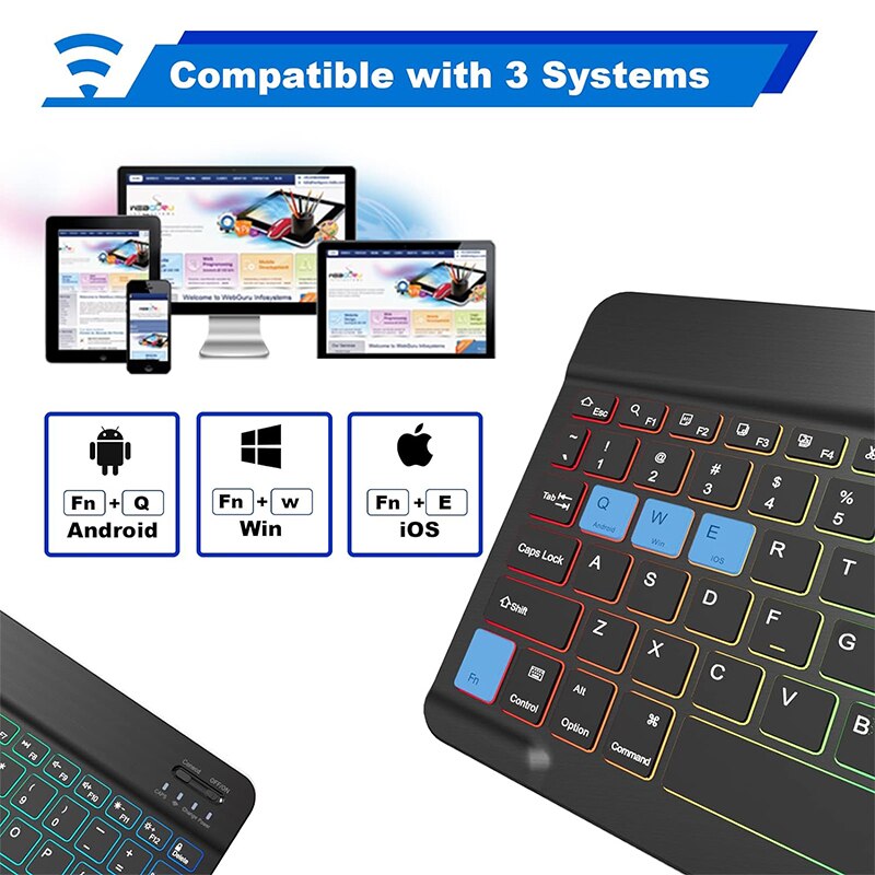 Tastatura Bluetooth, NAXSIR, Compatibil cu Android/iOS/Windows ...