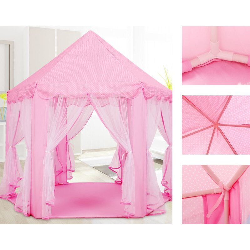 Cort copii hexagonal, HEDO, Interior/Exterior, Roz - eMAG.ro