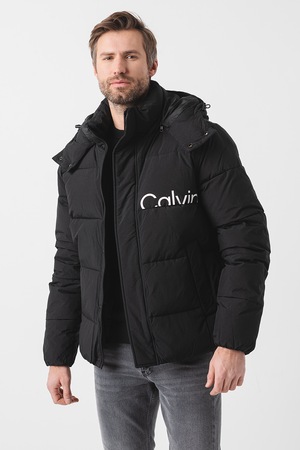 CALVIN KLEIN JEANS, Geaca cu gluga si vatelina, Negru stins, XL - eMAG.ro