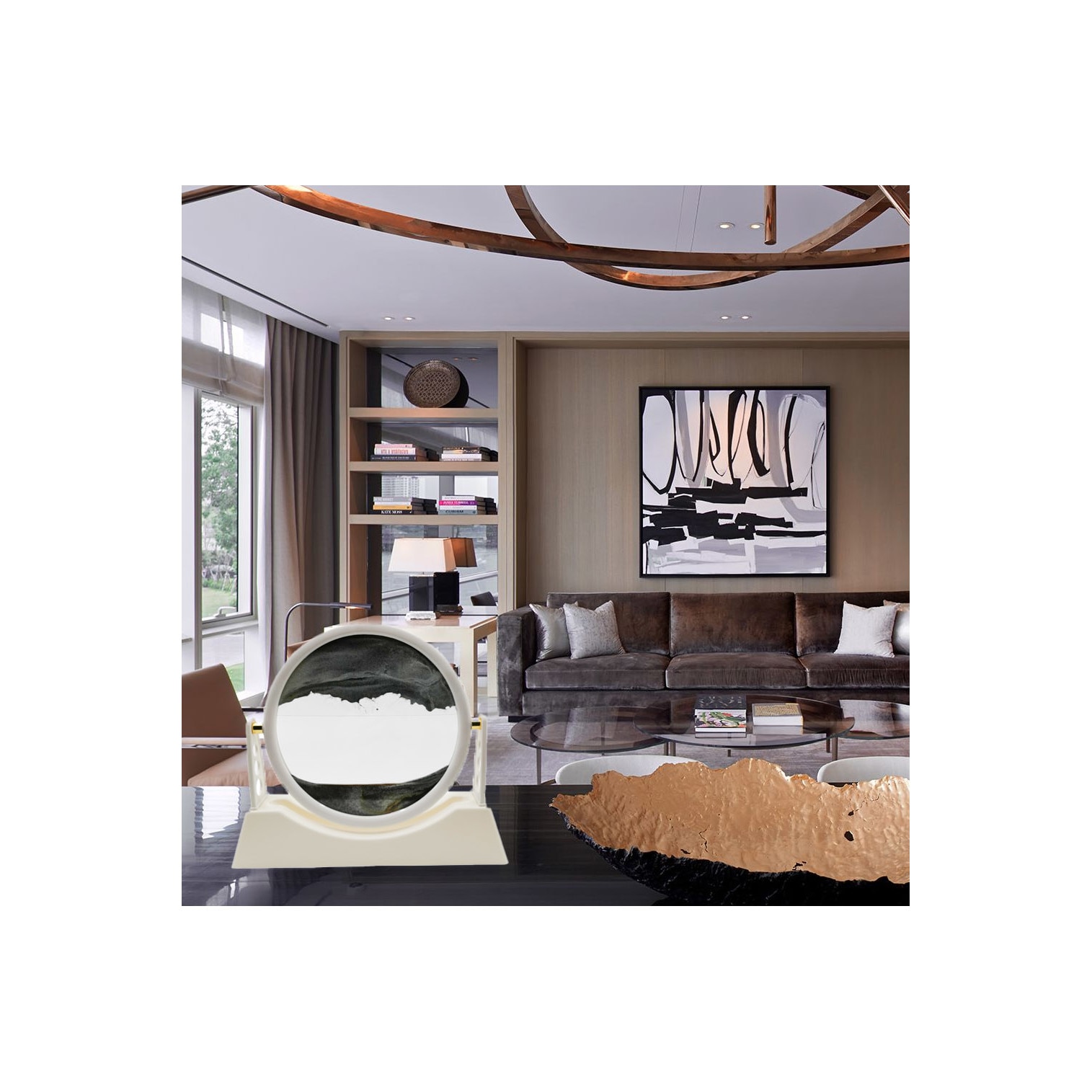 Obiect decorativ pentru birou ShowSand, tip tablou cu nisip miscator ...