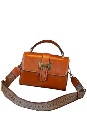 Női kis crossbody táska, retro, természetes bőrből, csattal ...