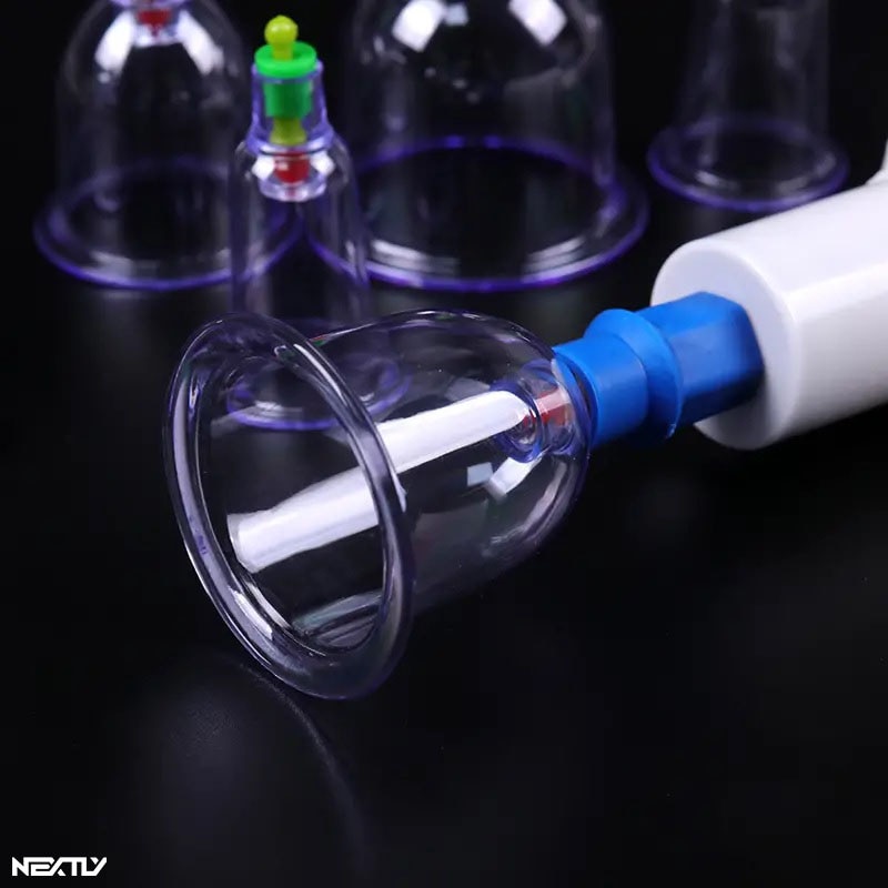 Set 12 ventuze si pompa cu vacuum NEXTLY pentru masaj terapeutic ...