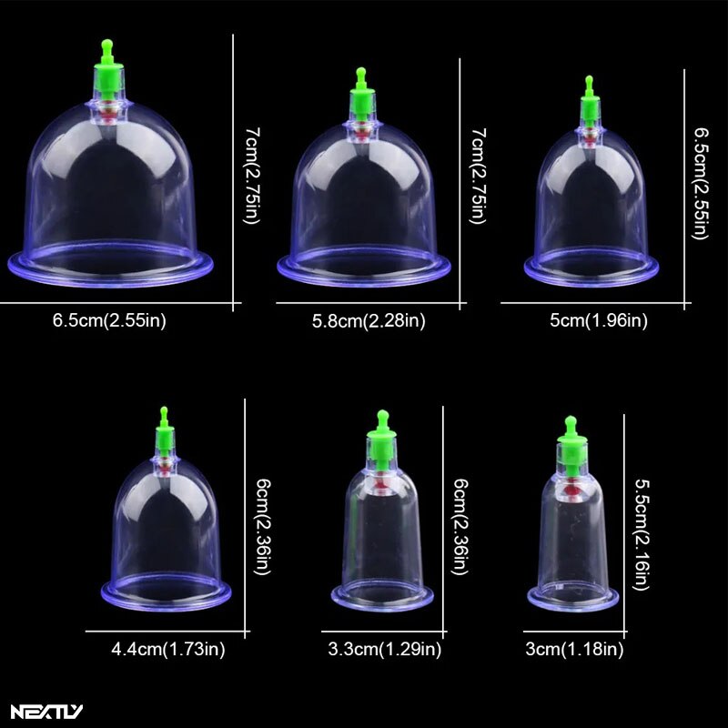 Set 12 ventuze si pompa cu vacuum NEXTLY pentru masaj terapeutic ...