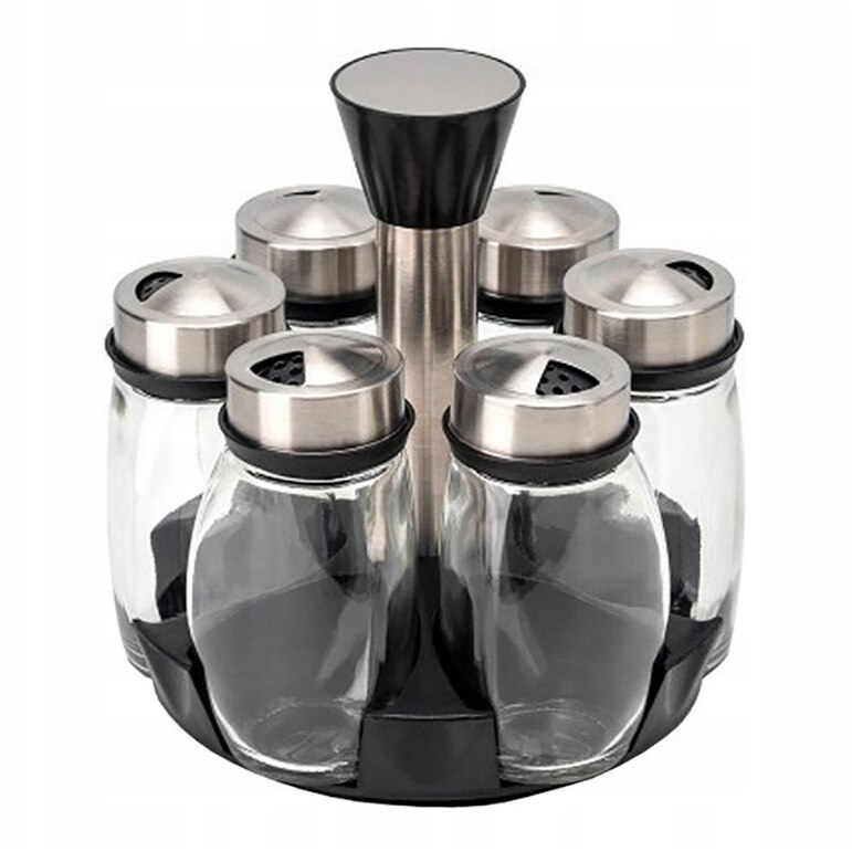 Set 6 borcane pentru condimente, Banquet, Inox/Sticla, 120ml, Argintiu ...