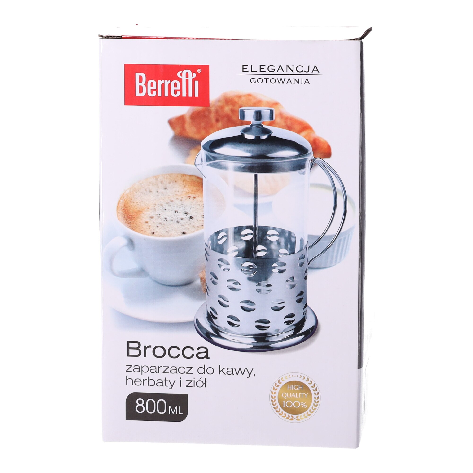 Infuzor cu piston, Berretti, Brocca, Inox si sticla termorezistenta ...