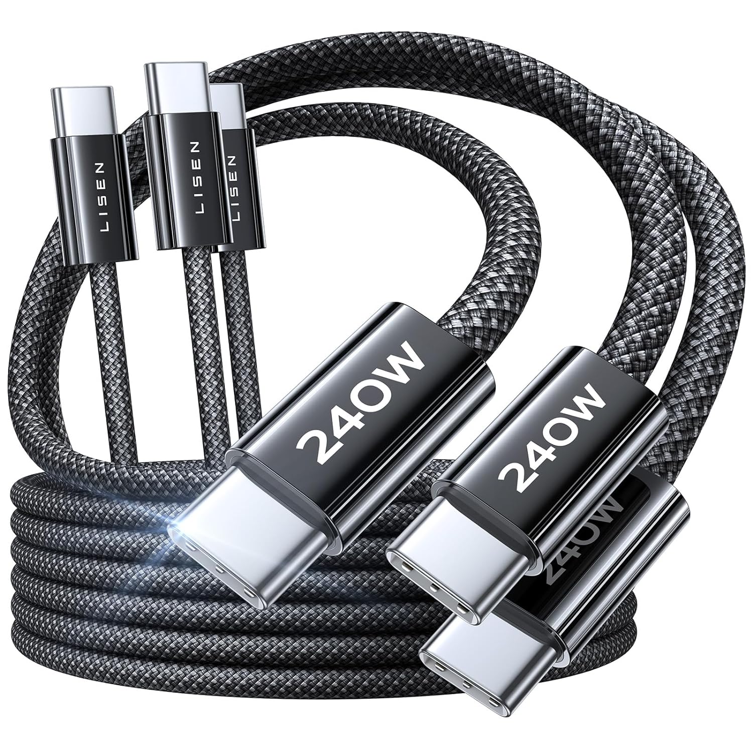 Set 3 cabluri de date si incarcare USB C la USB C, 240 W, fast charging ...