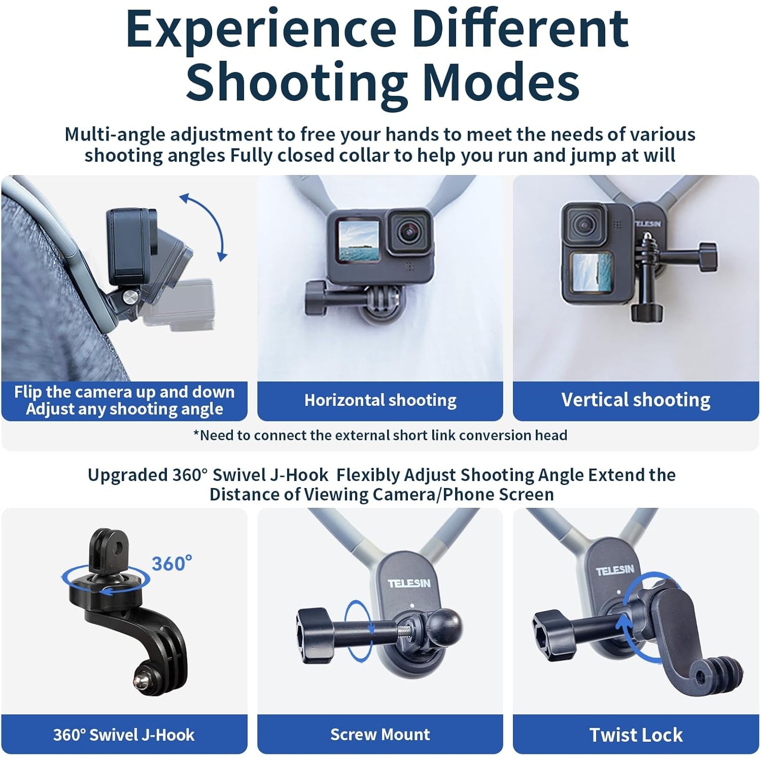 Sistem de prindere pe gat, Prindere magnetica, Telesin, Silicon, Suport pentru camera de actiune ...