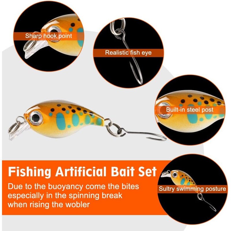 Set 5 voblere pescuit la clean, JENUOS®, imitatie realistica, pastrav ...