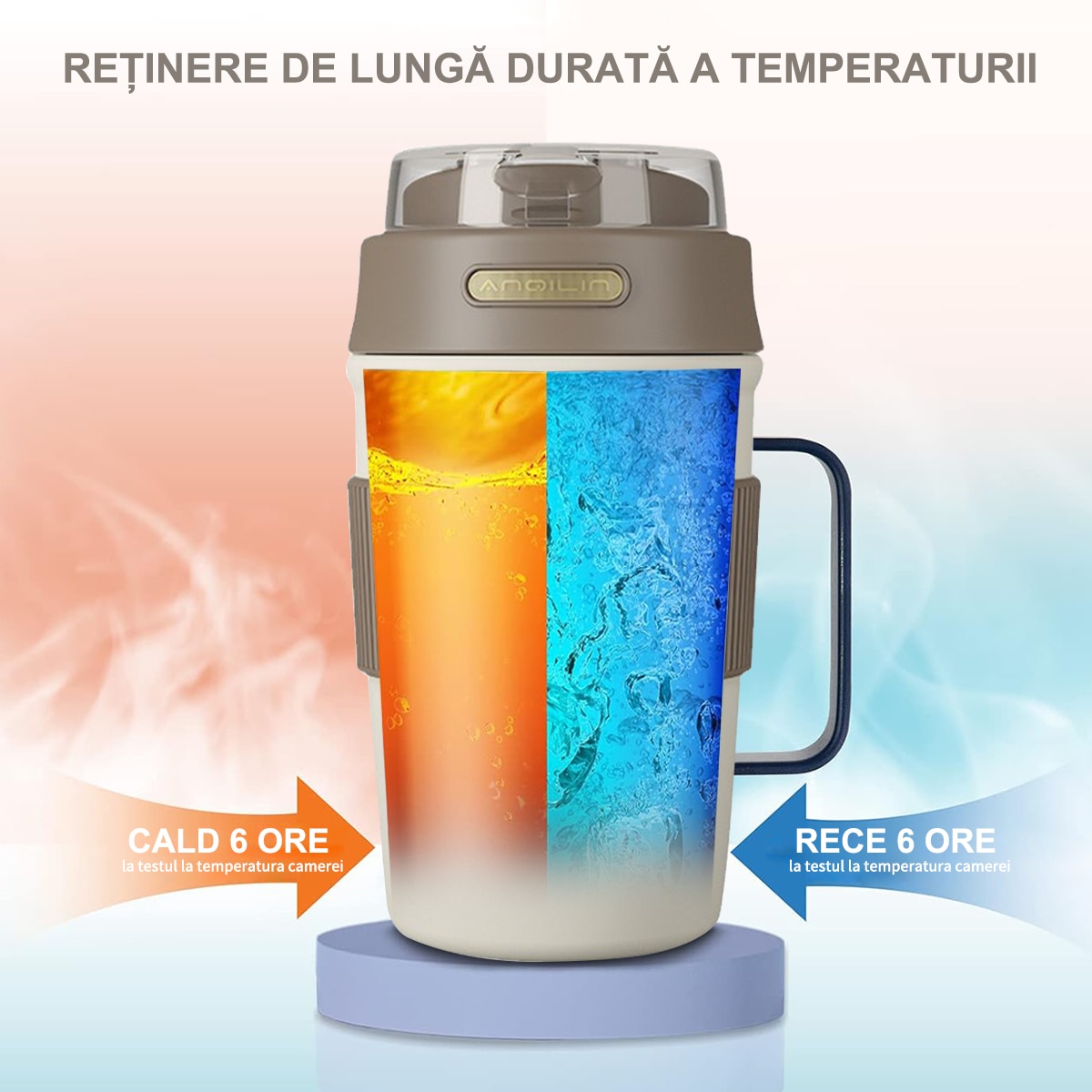 Термо чаша, Xinxu, за кафе, чай, еспресо, шоколад или студени напитки, 360° система, шестслойна ...