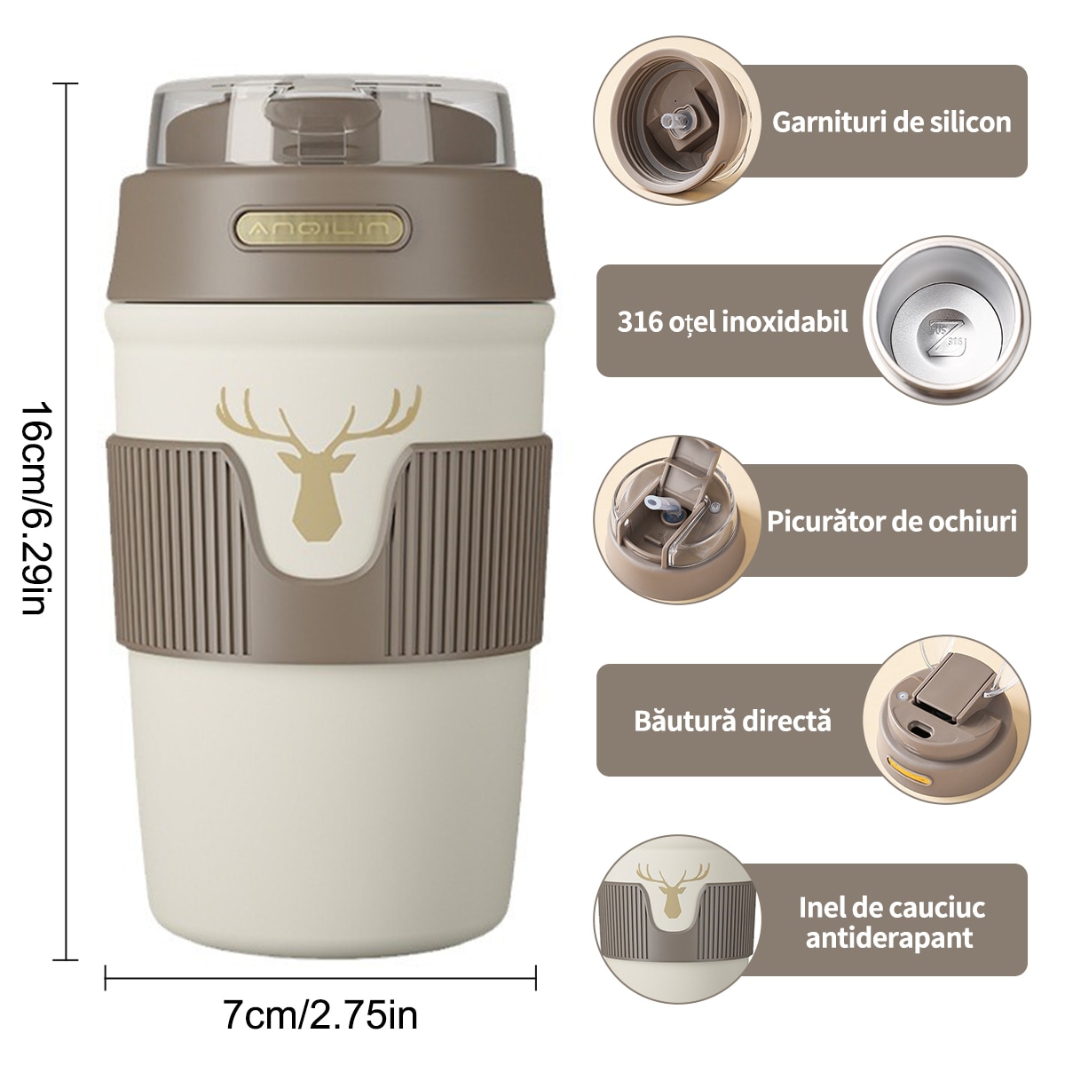 Cana termica, Xinxu, pentru cafea, ceai, espresso, ciocolata sau ...