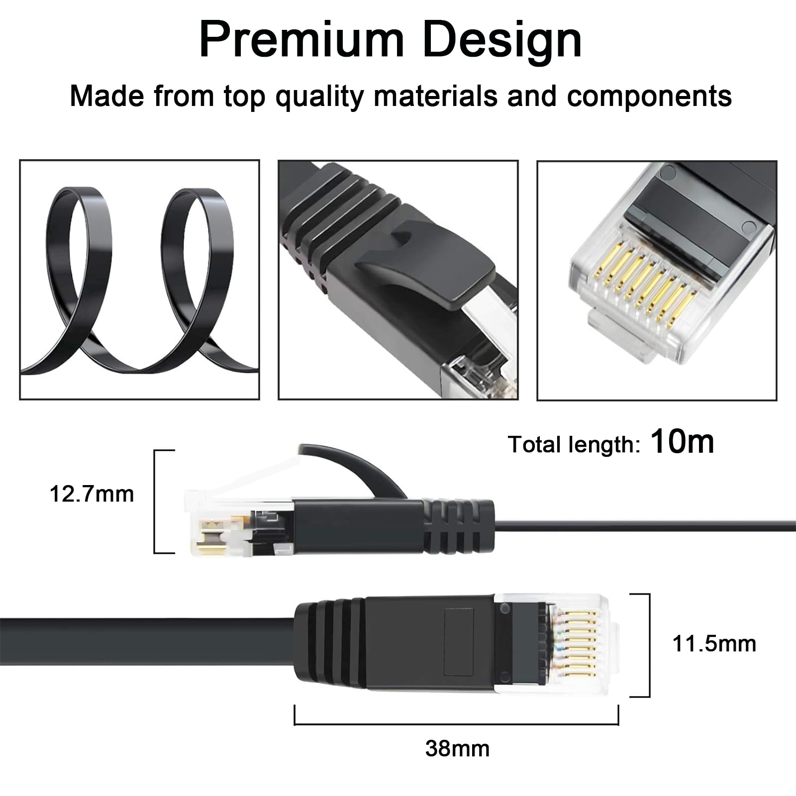 Cablu UTP Retea, NUODWELL, Format Plat Flexibil Cat6, Ethernet Internet ...